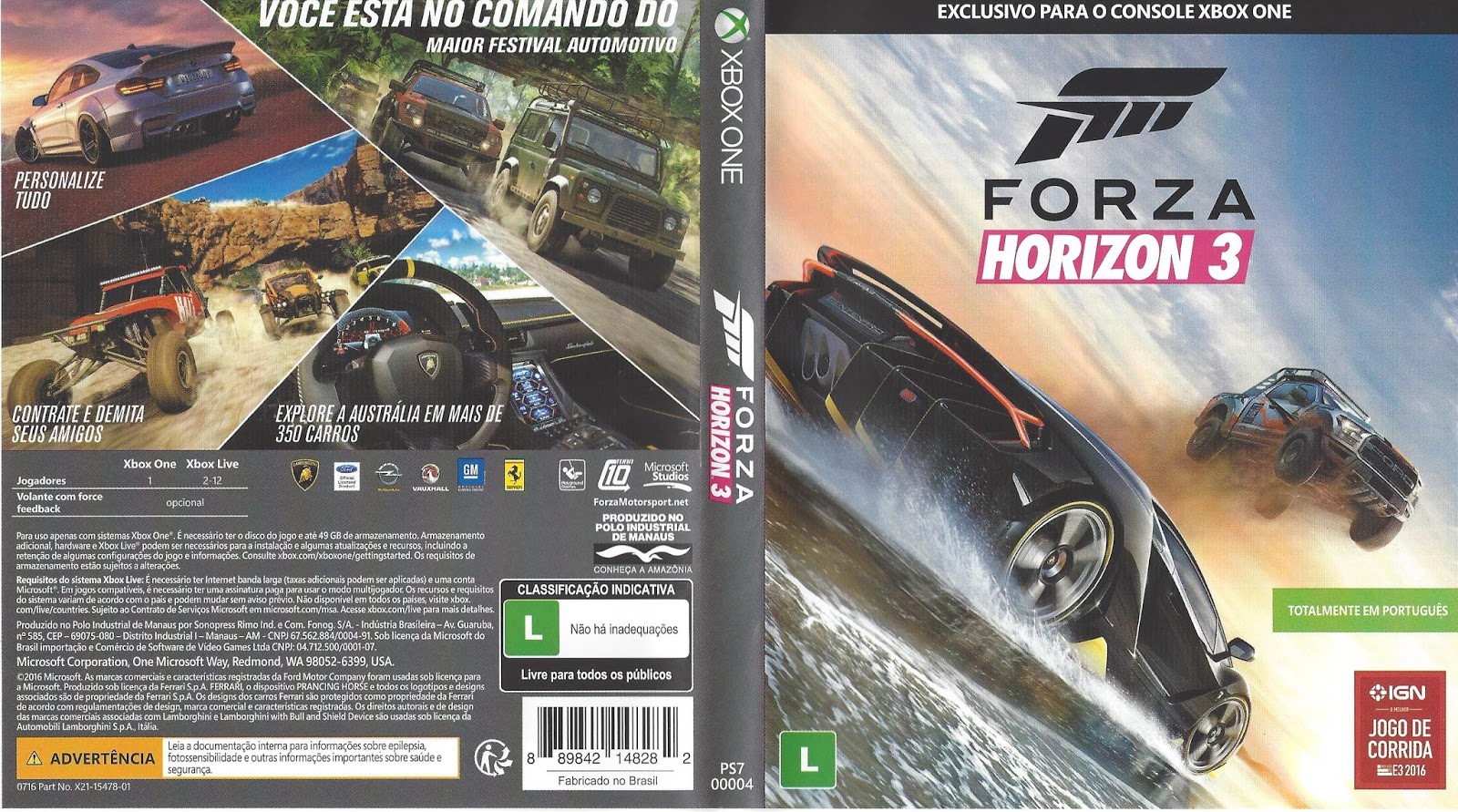 Tudo Capas 04: Forza Horizons 3 - Capa Game XBox One
