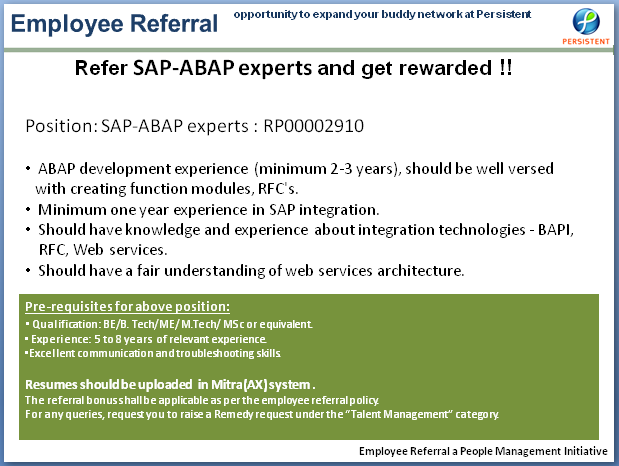 referral openings: Persistent - referral opening for SAP - ABAP ...