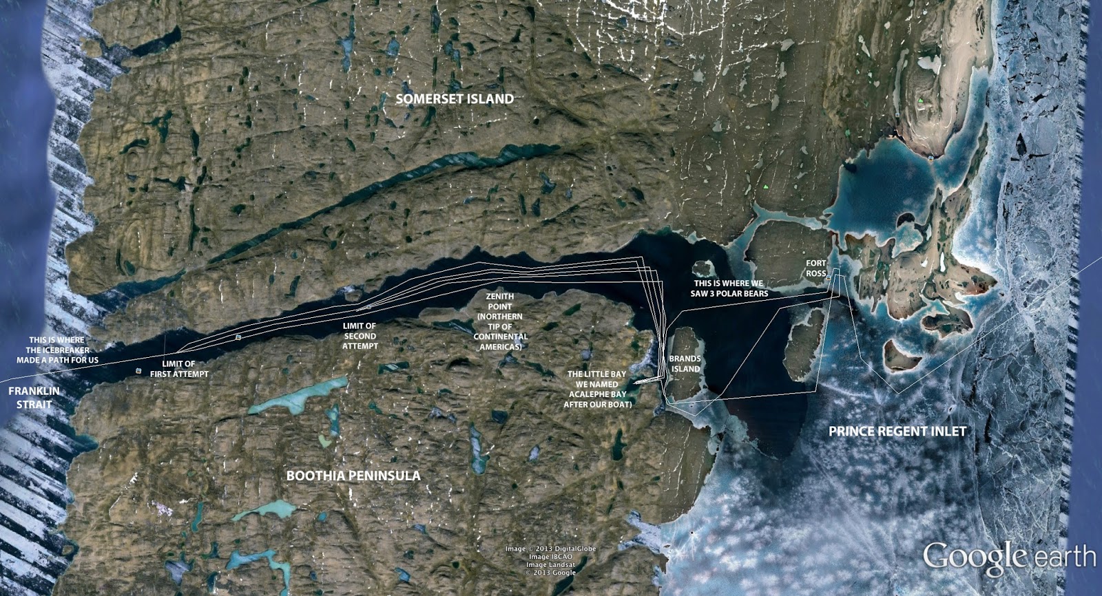 Northwest Passage Blog: Bellot Strait Google Earth Detail