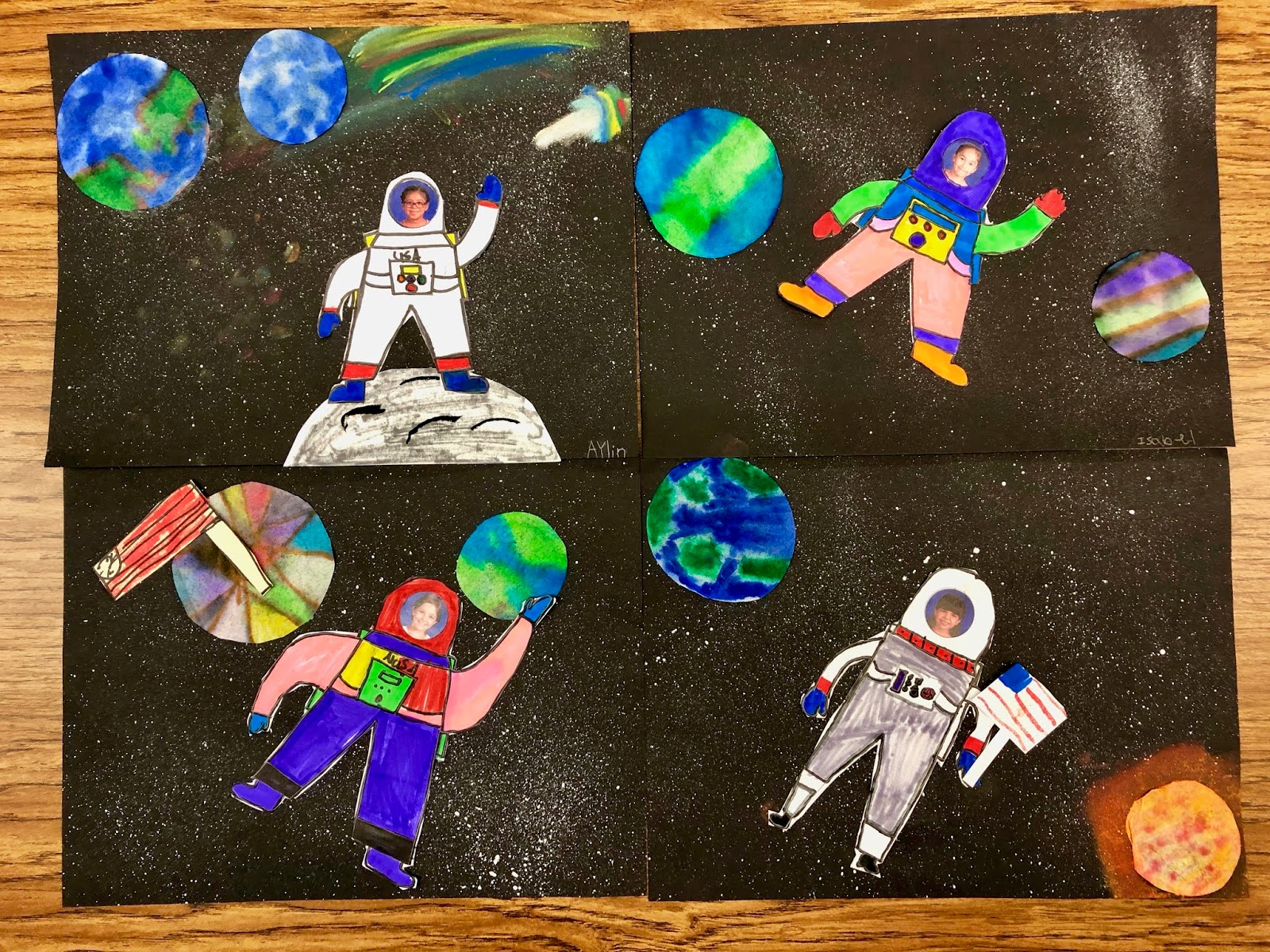 Kathy's Art Project Ideas: Galaxy Unit Astronaut in Space Mixed Media ...