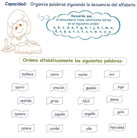 Lengua 3: Orden alfabético