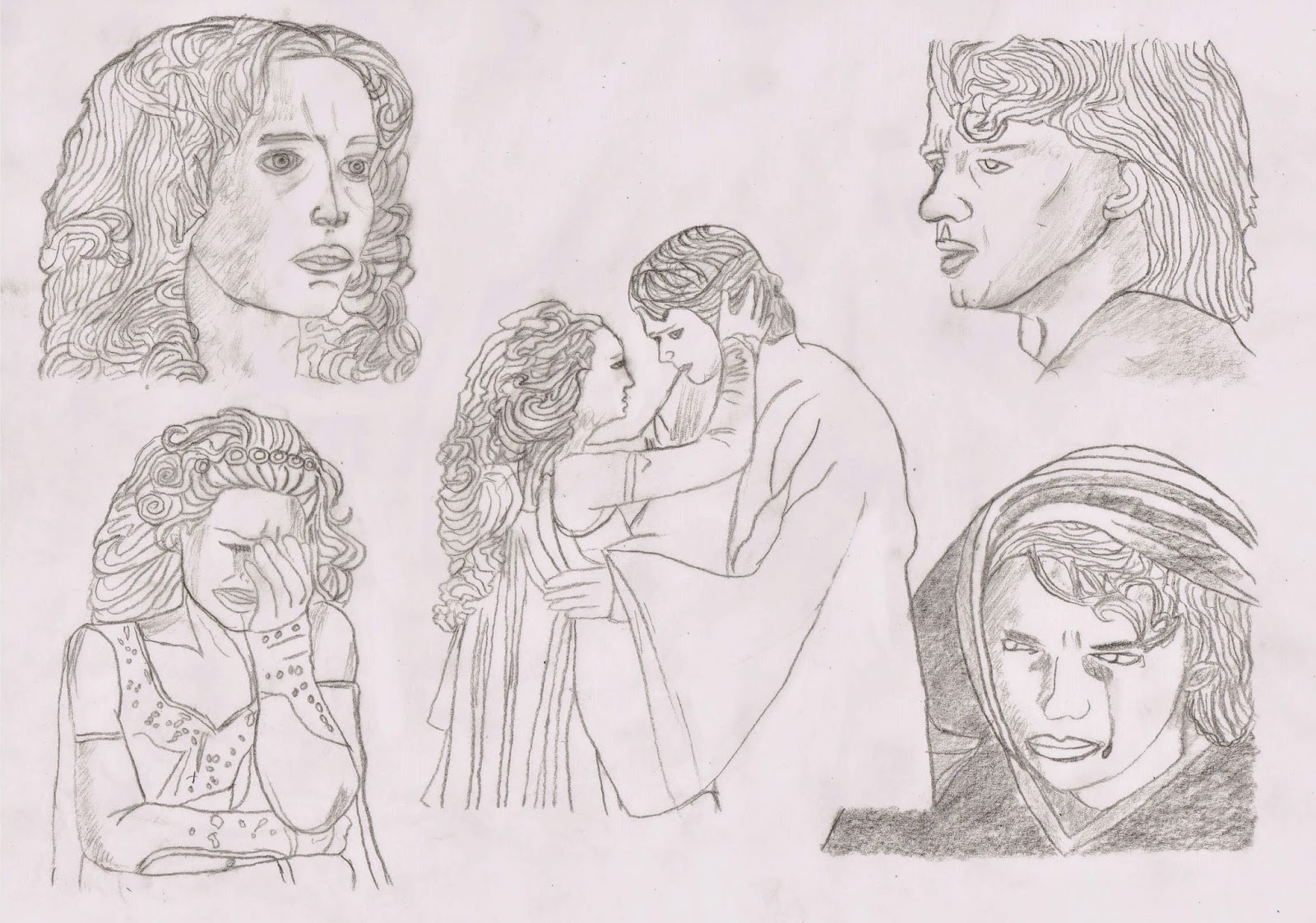 Drawing: Padme Ruminations / Anakin and Padme crying