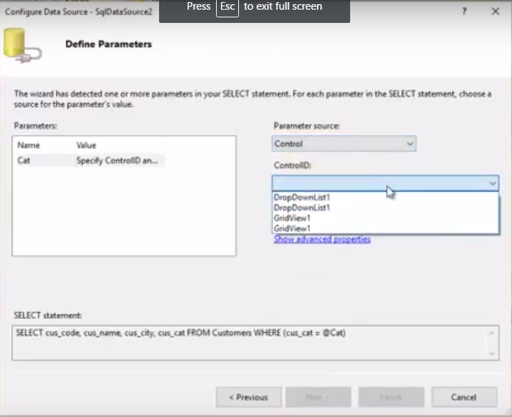 Microsoft Visual Studio: How to filter Gridview with Dropdownlist in Asp.net