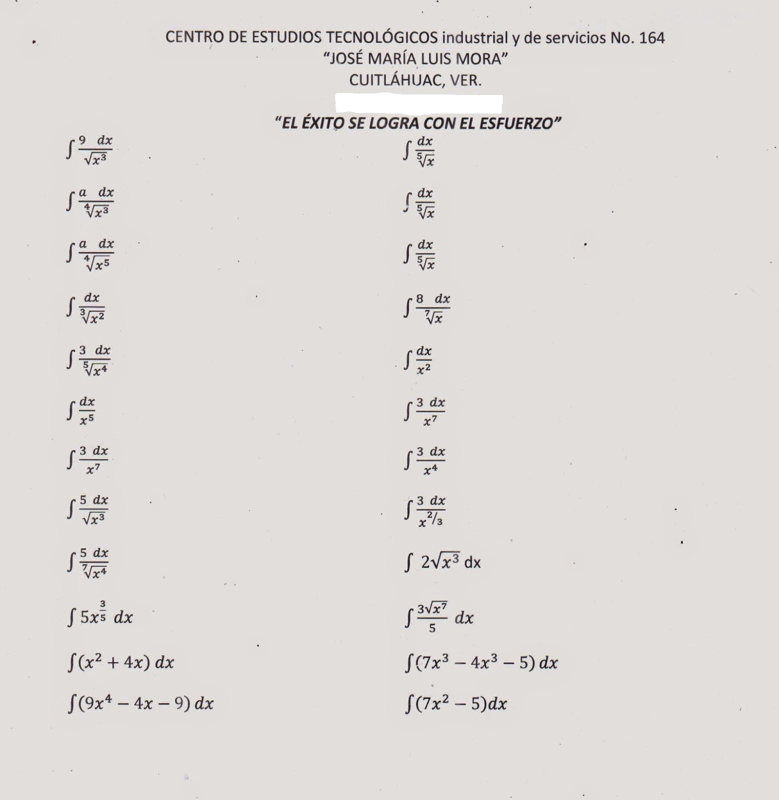 integrales164: EJERCICIOS DE INTEGRALES INDEFINIDAS PARA PRACTICAR.