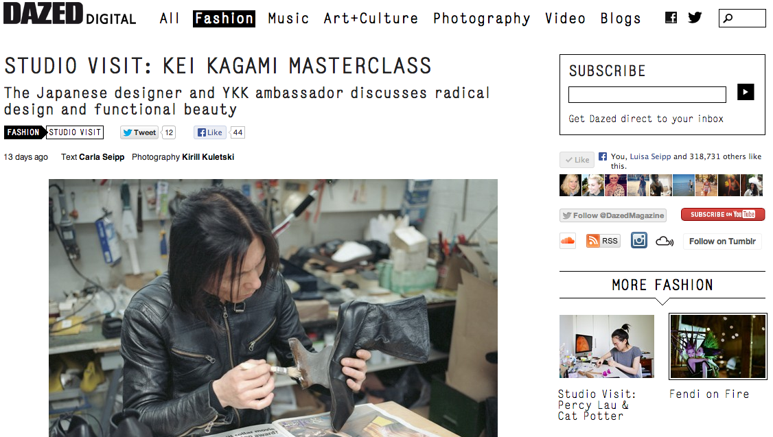 Carla Seipp: Kei Kagami Studio Visit for Dazed Digital
