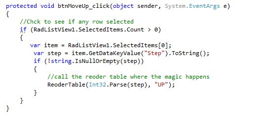 Welcome: Moving rows up and down with reordering using a list view where each row could have ...