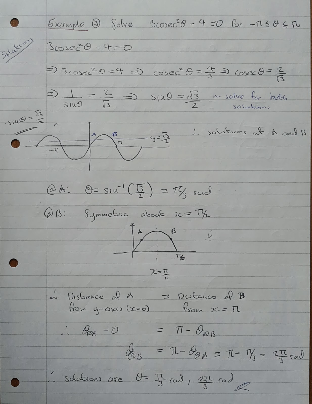 A Level Maths Notes: A2 - Solving trigonometric equations Part 2