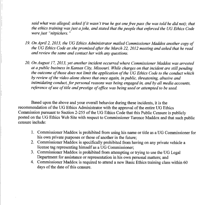 Kansas City Kansan: DOCUMENT: Maddox censure letter