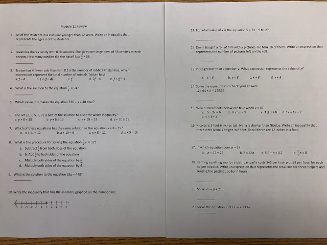 Mrs. Negron 6th Grade Math Class: Module 11 Study Guide