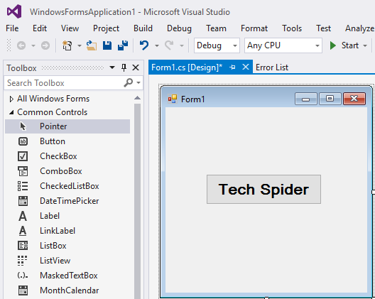 C# Graphical User Interface - Tech Spider