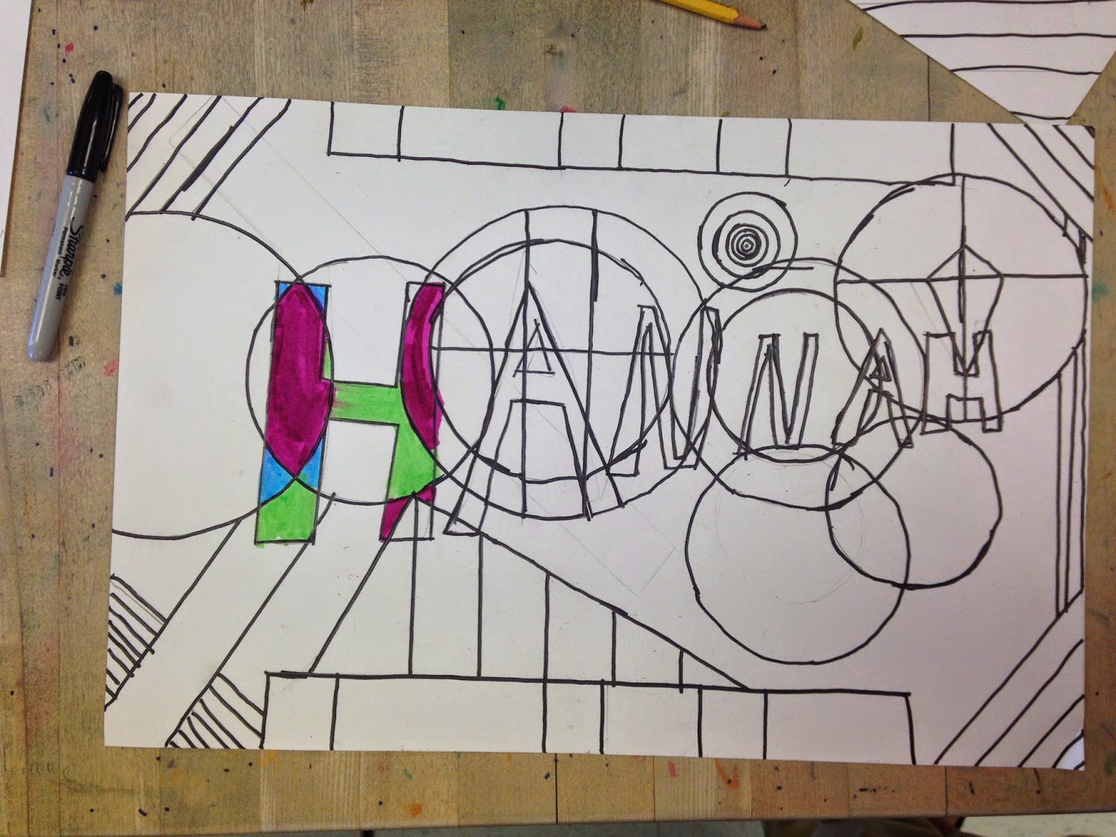 Art Room Blog: 3rd Grade-Geometrically Hidden Name...