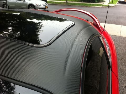 K Custom Car Wraps: Mitsubishi Eclipse - Roof wrapped in 3M carbon fiber