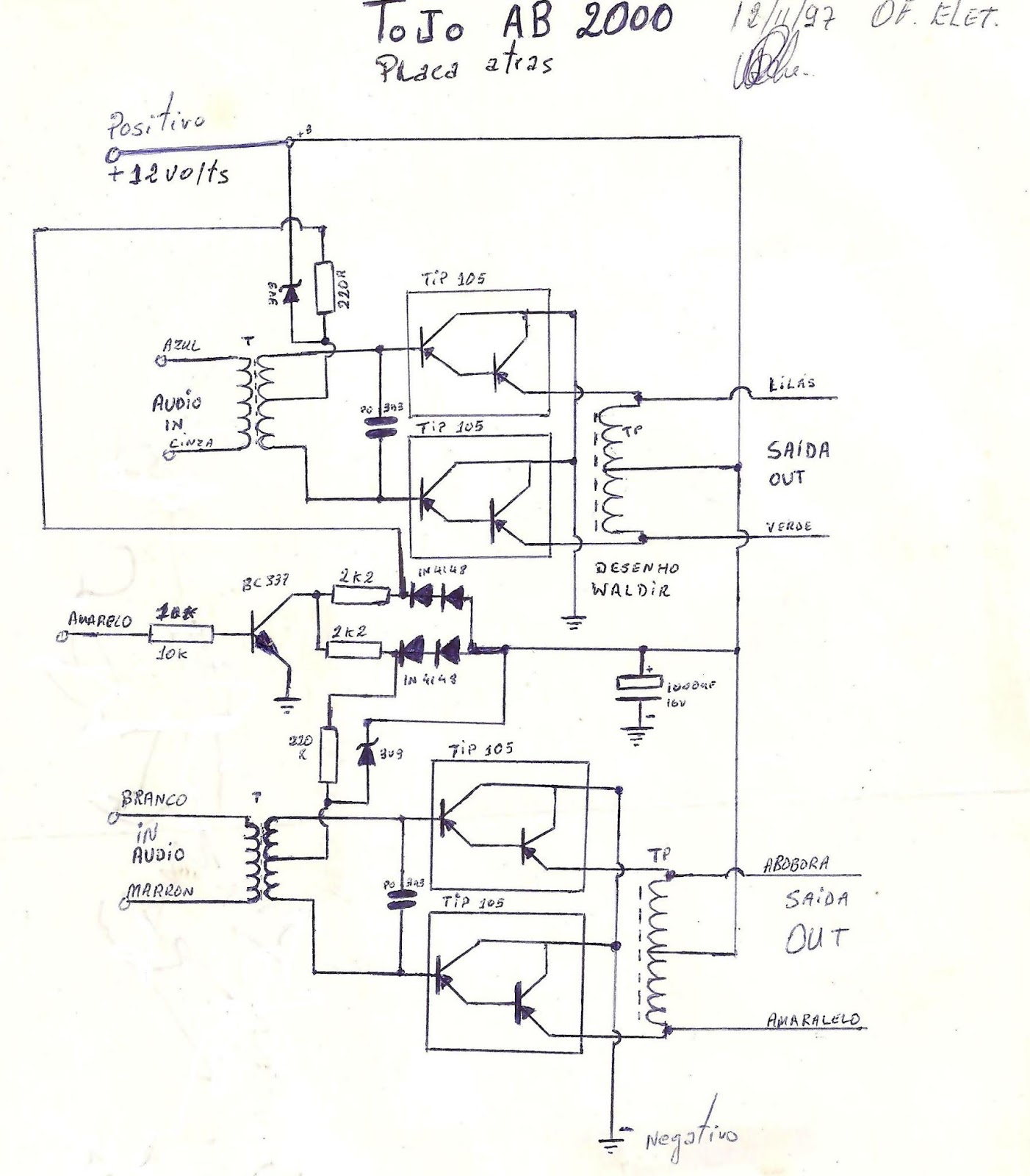 Sucatas eletrônicas doações. : Amplificador Tojo AB 2000 doação.