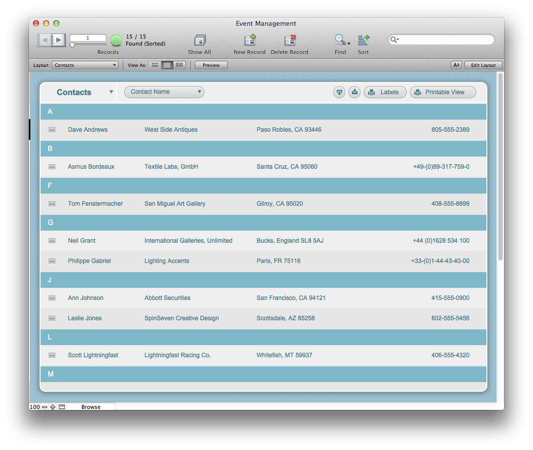 The Mac Office: Event Management: FileMaker Pro 12 Starter Solution