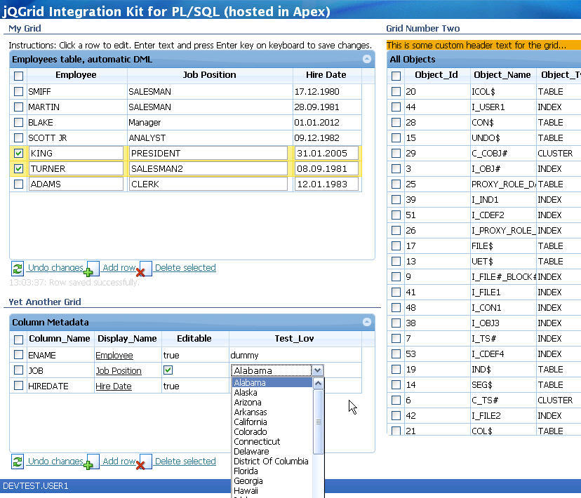 Ora 00001 Unique Constraint Violated Jqgrid Integration Kit For Pl Sql And Apex Version 1 2