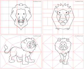 Four grid: Free printable Lion grid line drawing worksheet/activity for ...