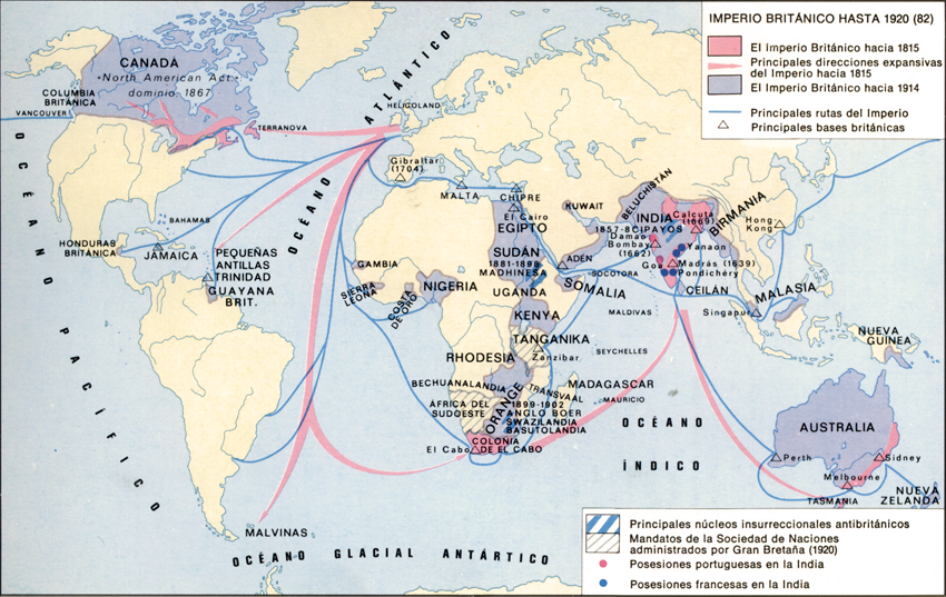 HISTORIA 4º ESO : Mapas. Imperio Británico
