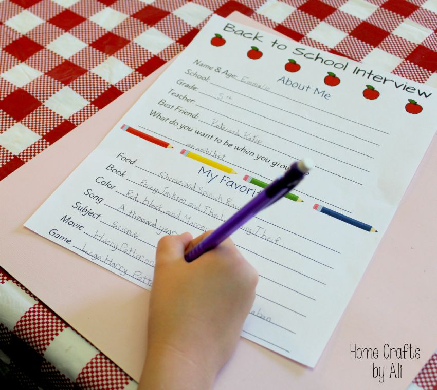 Back to School Interview Page - Home Crafts by Ali