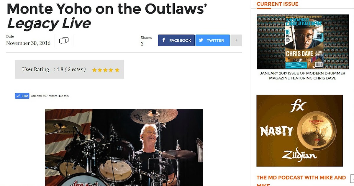 Latest News From Beier Drums: MONTE YOHO OF THE OUTLAWS-LEGACY LIVE ...