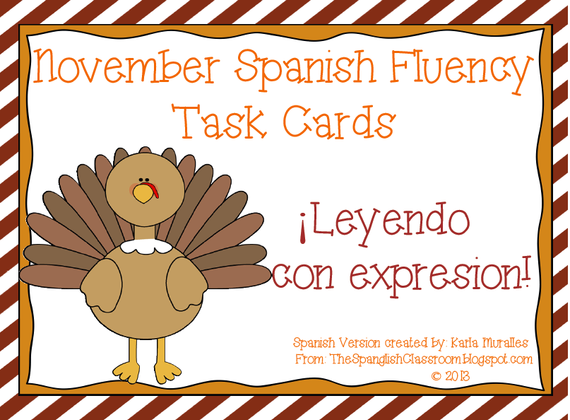 The Spanglish Classroom: November Fluency Task Cards in Español