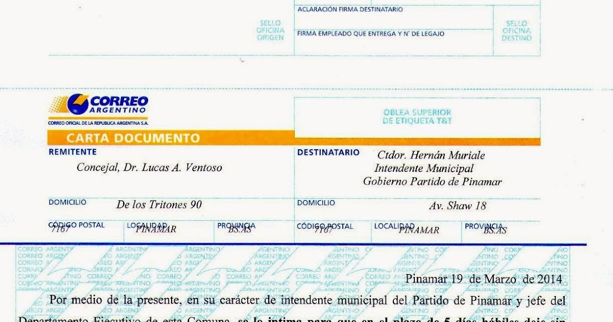 PinamarInfo.com: Carta Documento