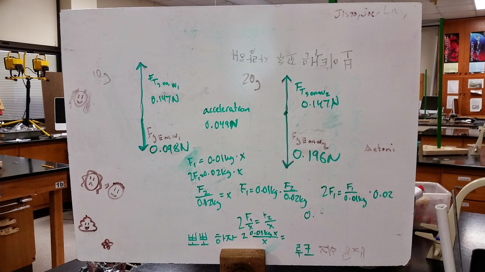 Scarlet AP Physics 1: Atwood Machines - our whiteboard work from 11/11/14