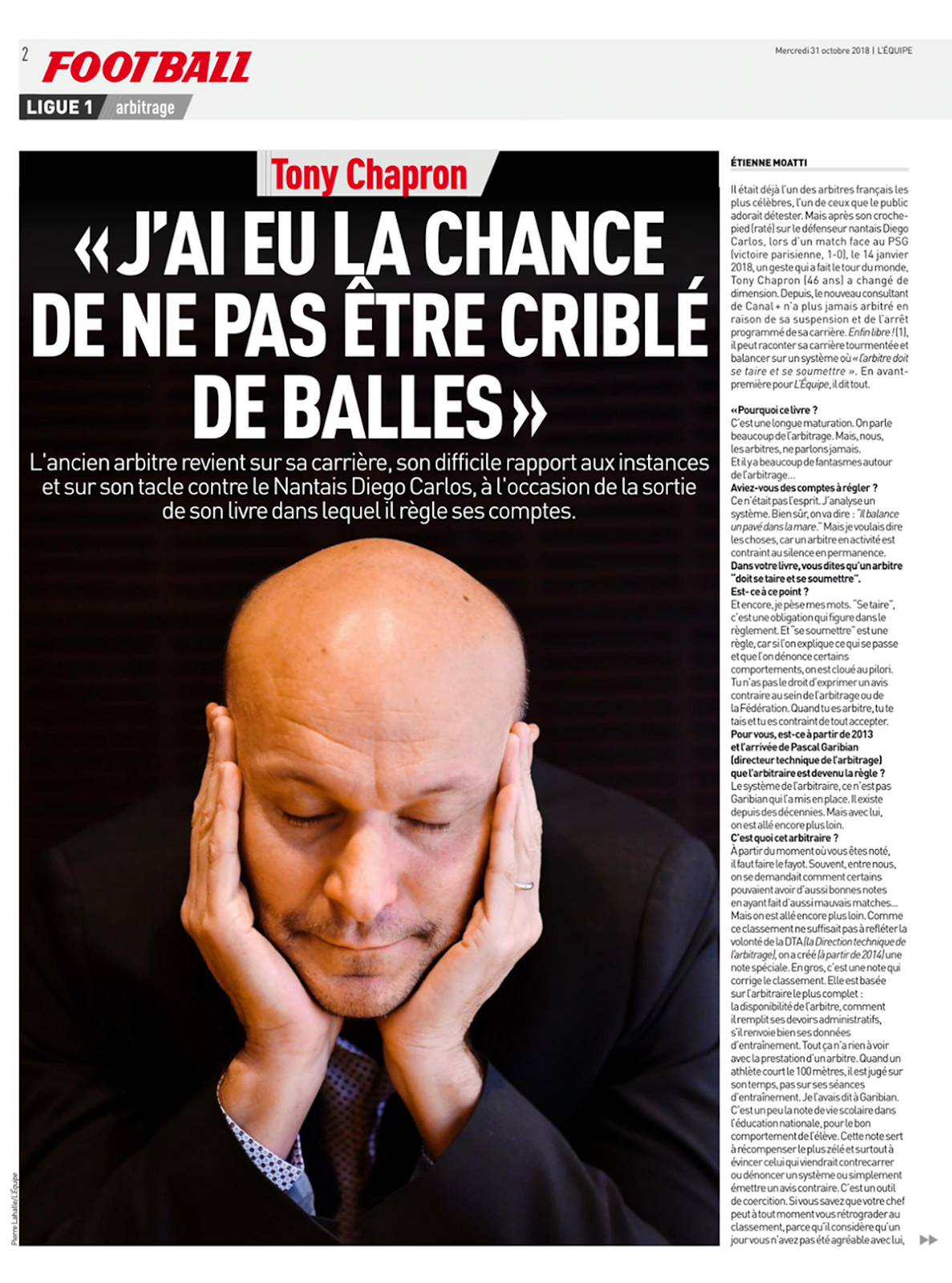 FOOTBALL - TONY CHAPRON : Son livre "ENFIN LIBRE" disponible à partir ...