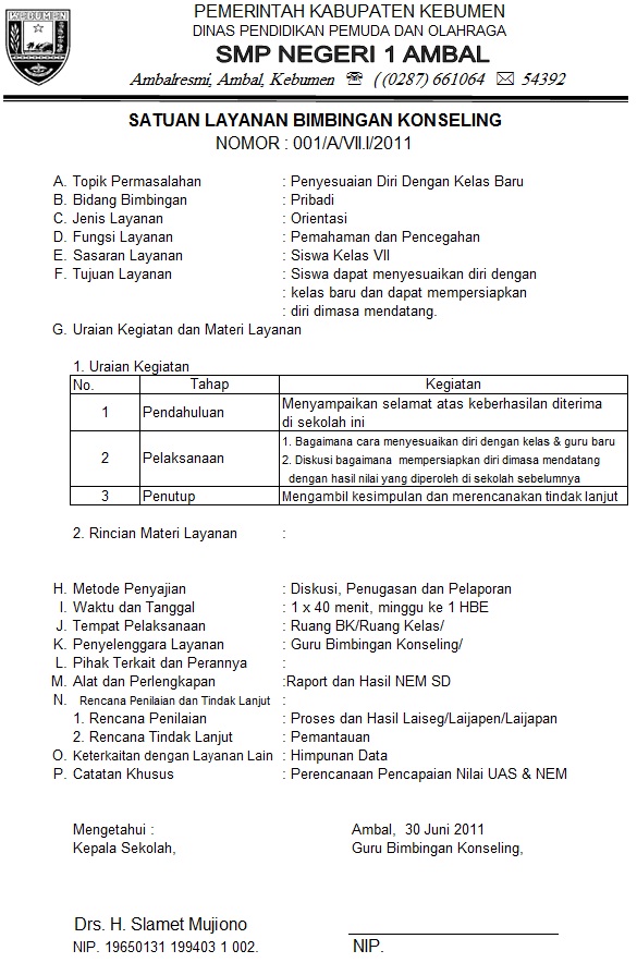 BIKONSELING SPENZA AMBAL: SATUAN LAYANAN BK
