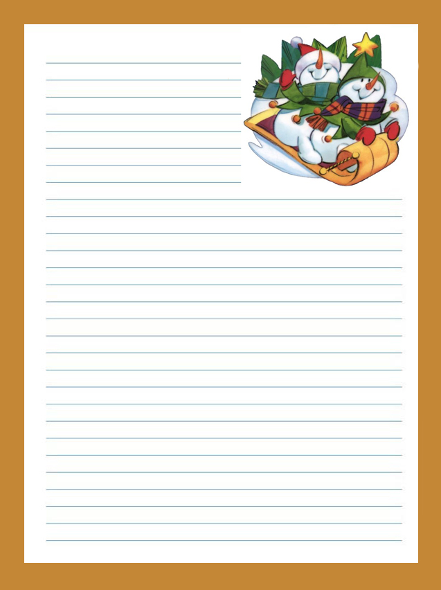 TRINEO CON MUÑECOS DE NIEVE PAPEL PARA ESCRIBIR CARTAS DE NAVIDAD PARA ...