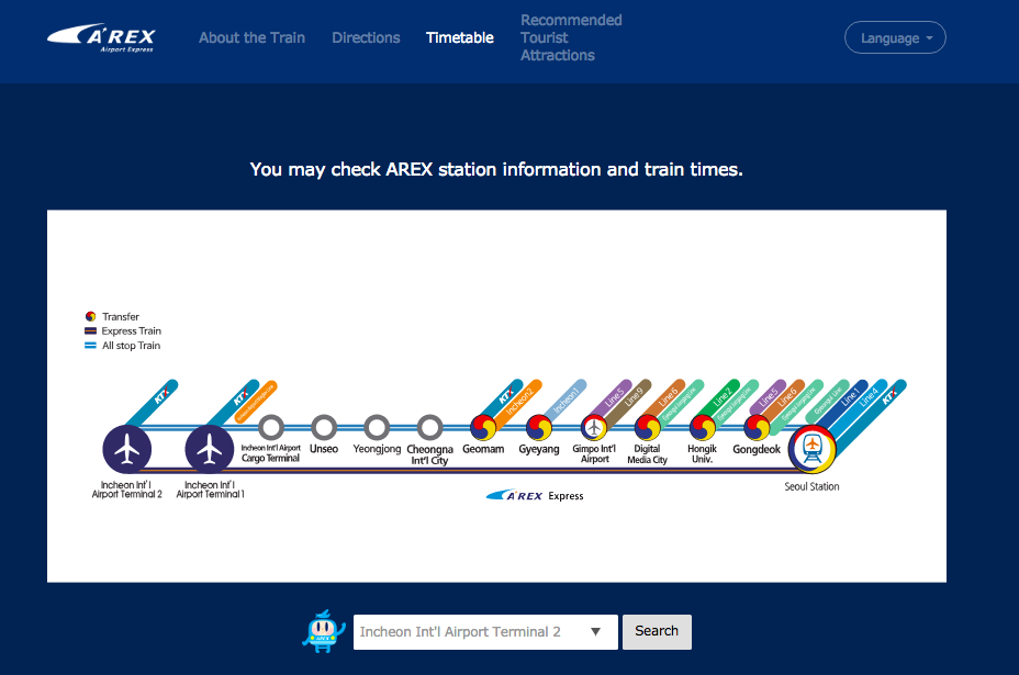 AREX: Check Korea Airport Railroad AREX Train Timetable before your trip