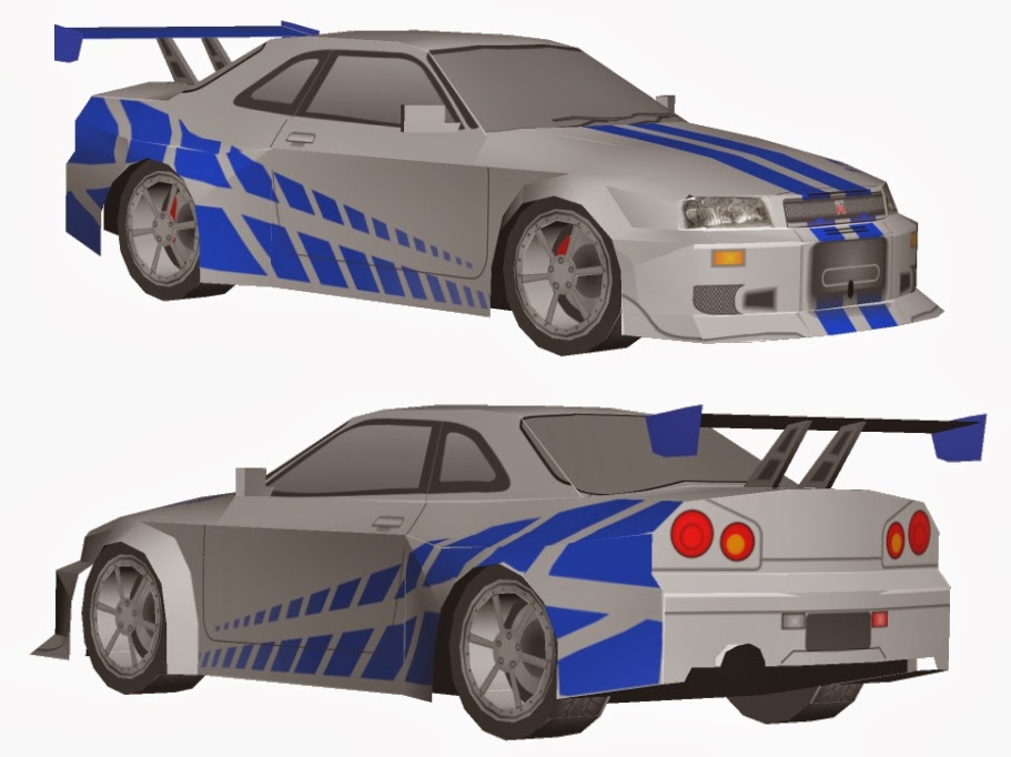 Wongday Papercraft: Nissan Skyline GT-R R34 - 2 Fast 2 Furious