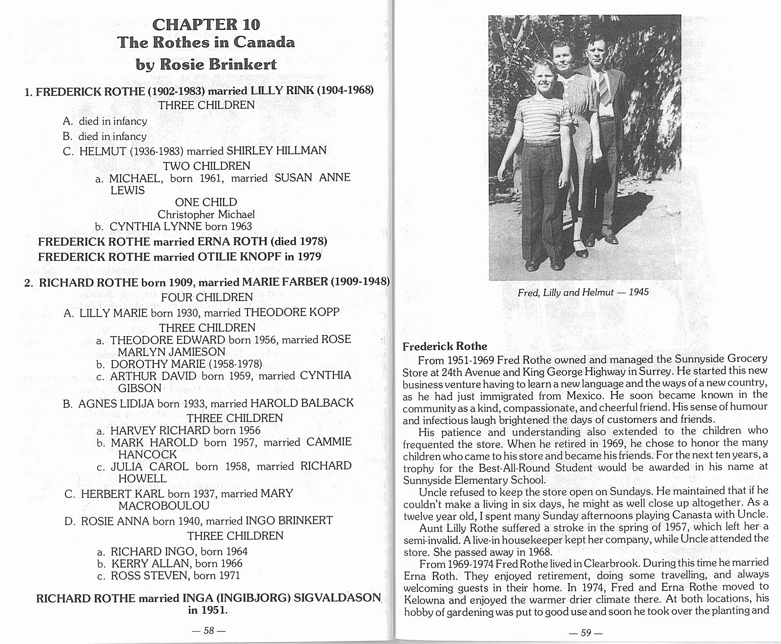 ROTHE, DRUDE & RINK FAMILY HERITAGE COLLECTION