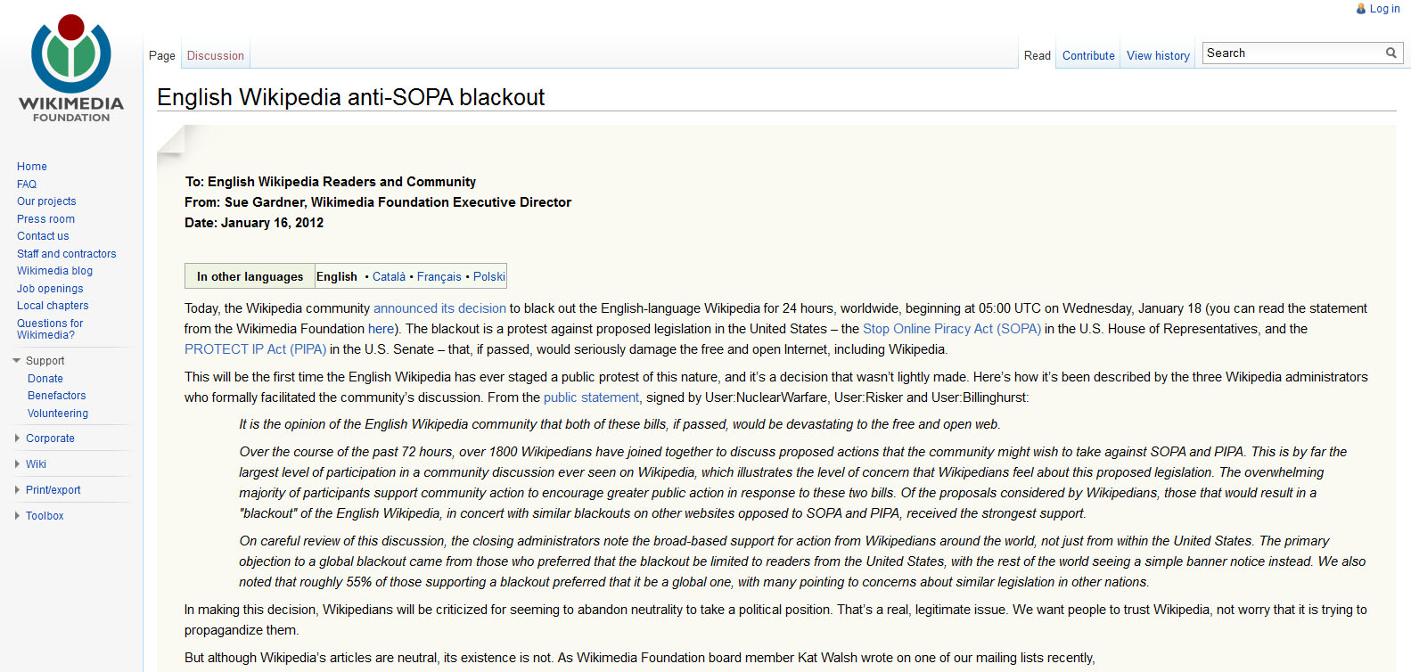 And Yet They Deny: Wikipedia Stages 24-Hour Protest Against Proposed US ...