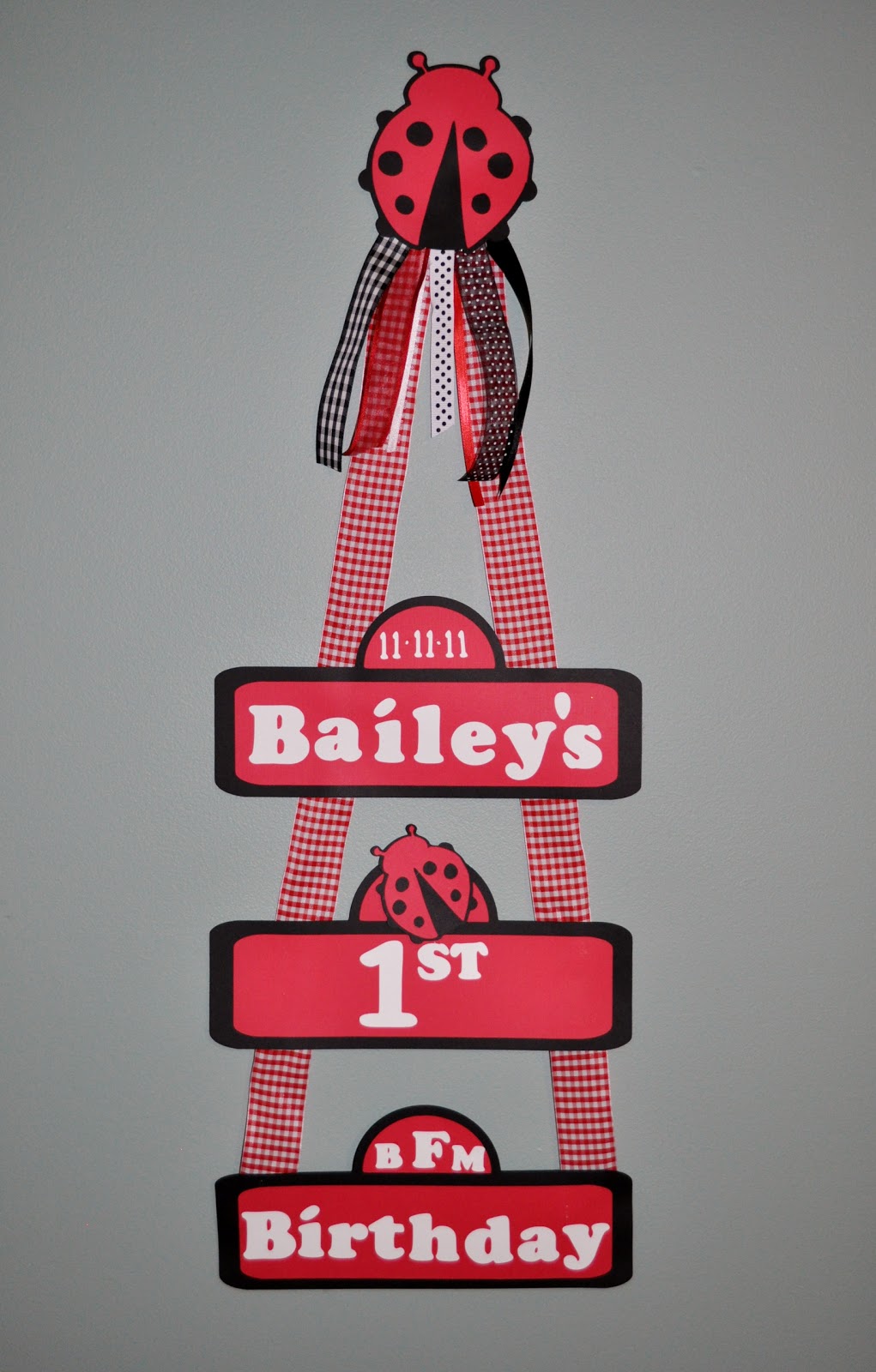 R + R Creations: Ladybug 3 tiered Sign