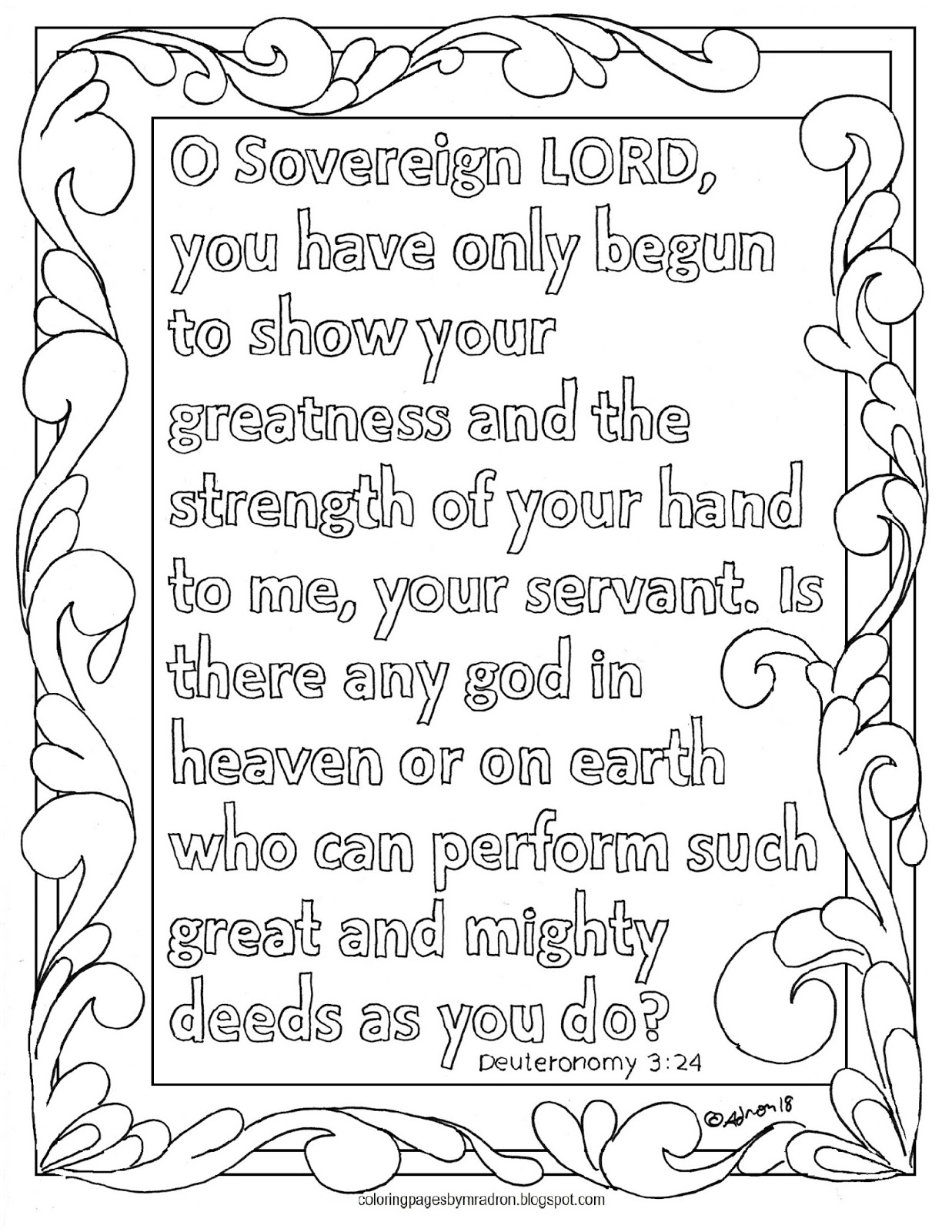 Coloring Pages for Kids by Mr. Adron: Deuteronomy 3:24 Printable ...