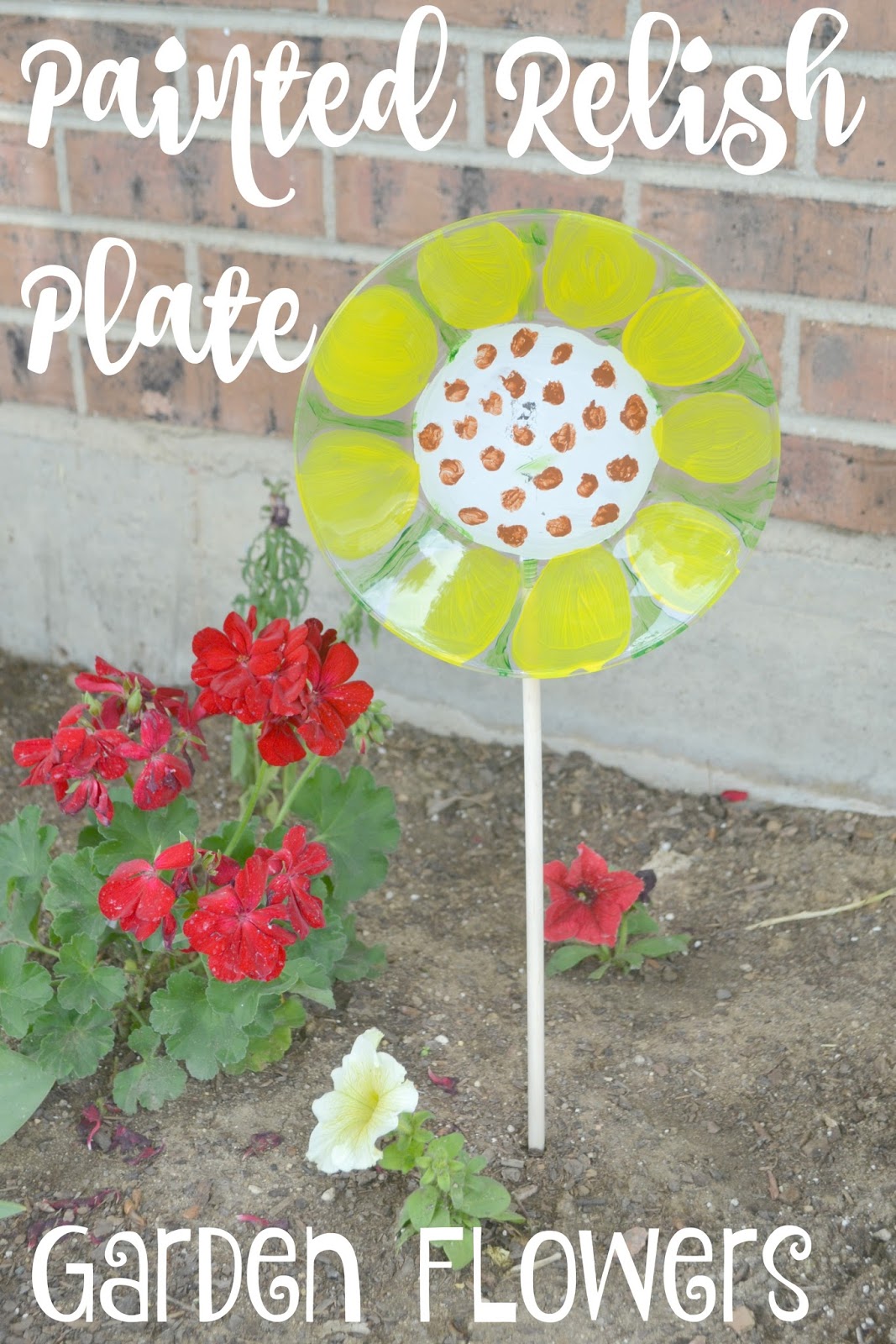 Painted Relish Plate Garden Flowers - Building Our Story