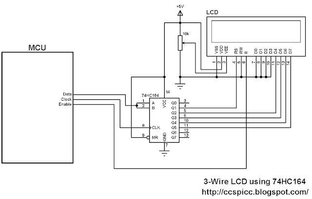 3-Wire LCD driver for CCS PIC C compiler