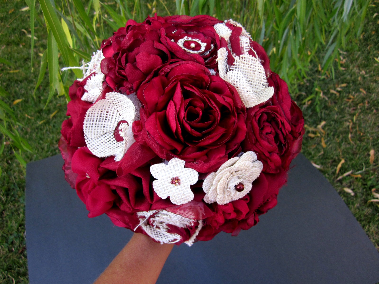 Emily Rose Blossoms: Rustic Fabric Flower Bouquet
