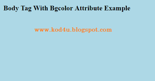 HTML Body Tag With Bgcolor Attribute Example