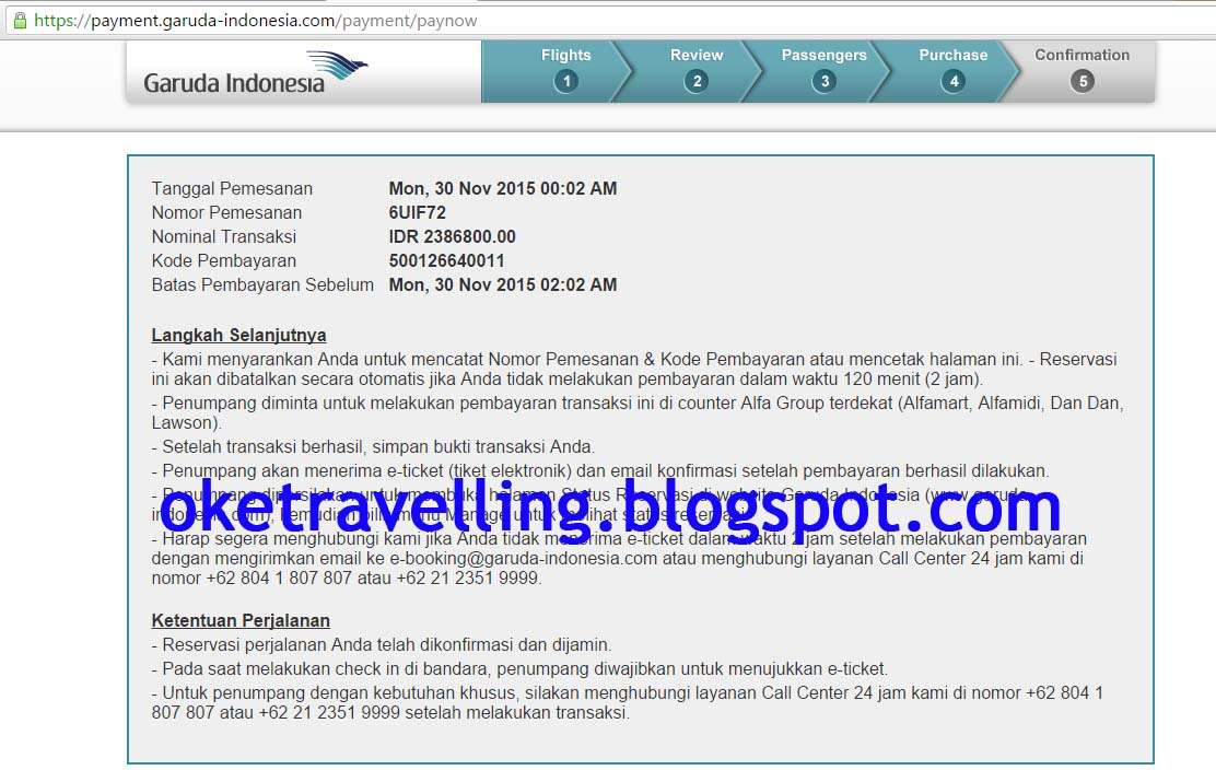 Tatacara Pembelian Tiket Garuda Online | OkeTravelling