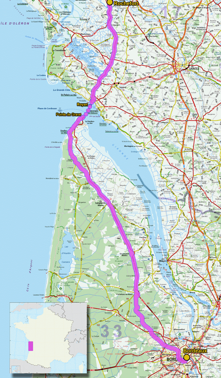Rochefort Bordeaux Distance : Itinéraire: calcul d’itinéraire, coût du ...