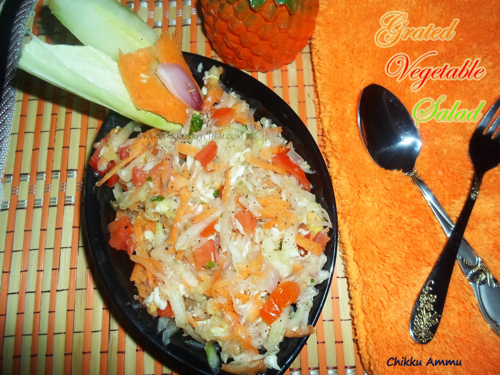 Chikkus Kitchen : Grated Vegetable Salad Recipe / Mixed Raw Vegetable ...