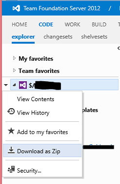Download source code from TFS as a ZIP file