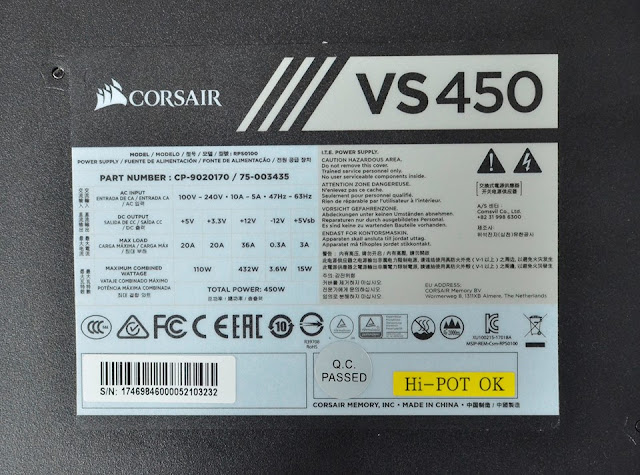 REVIEW - Corsair VS450 (450W) 2018
