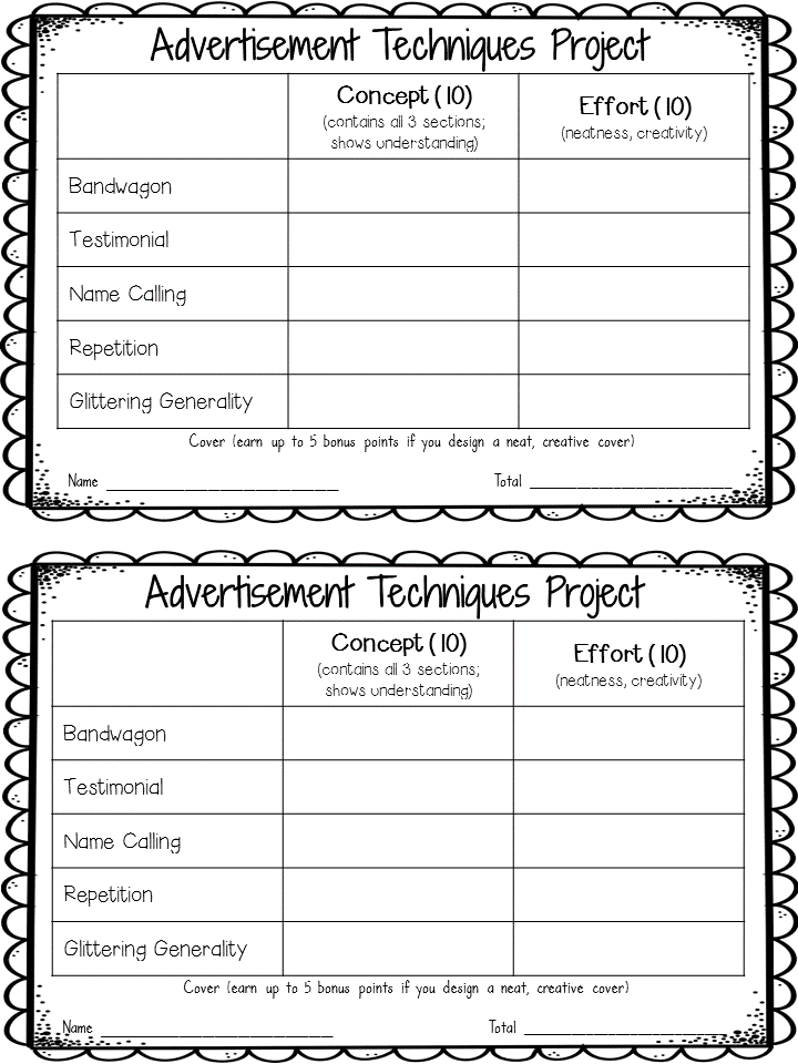 Advertising Techniques: A Project | Upper Elementary Snapshots