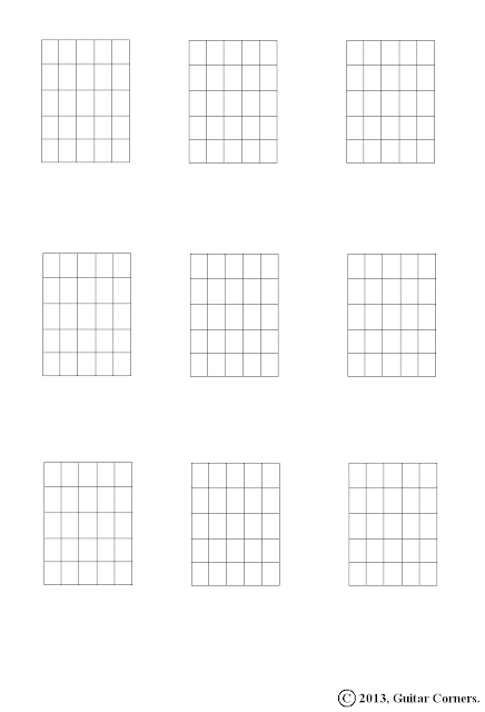 Guitar Corners: Chord Diagram Blanks (5 Fret Range)