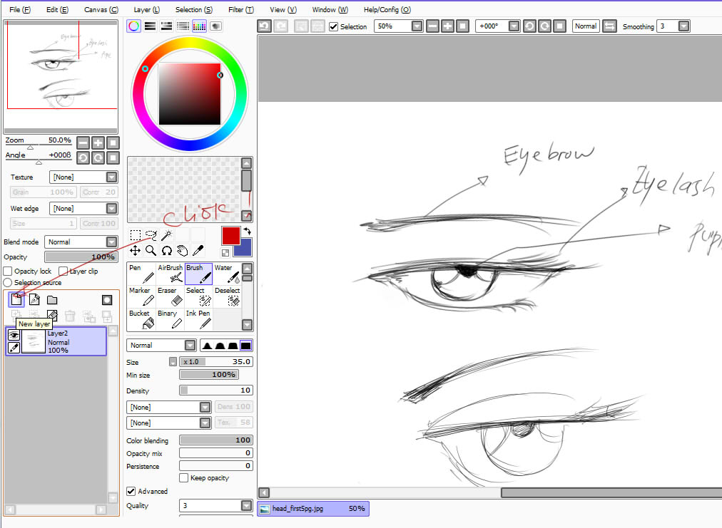 Tutorial Glowing eyes Technique coloring addition on paint tool sai.