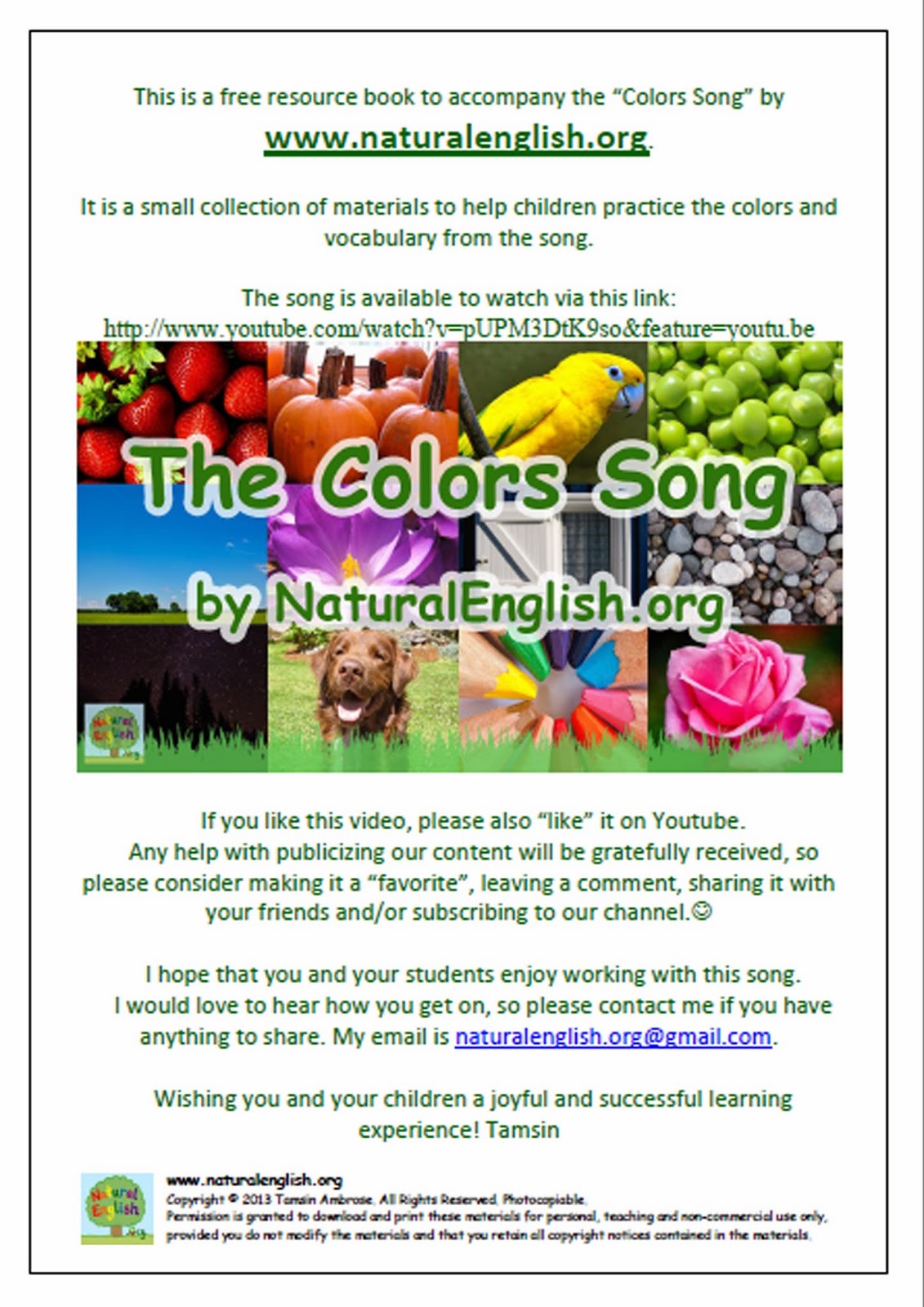 NaturalEnglish.org: The Colors Song...