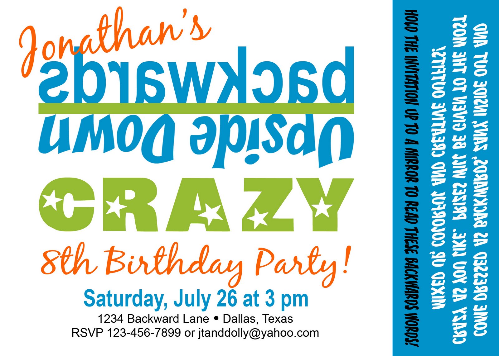 Paper Perfection: Backwards Party Invitation and Printables