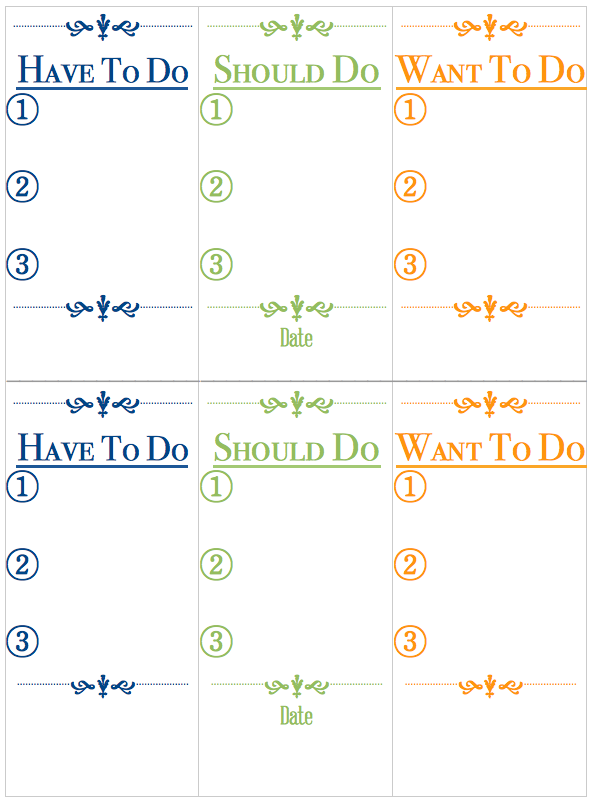 BLISSFUL ROOTS: Have To Do, Should Do, Want To Do List